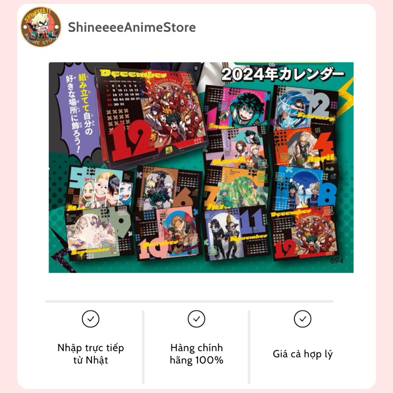 [Genuine / Official] Calendar / Calendar 2024 MHA My Hero Academia ...