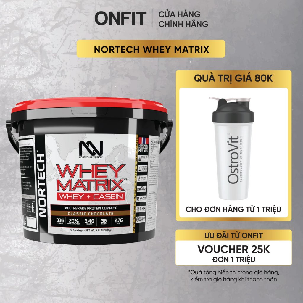 Nortech Nutrition Whey Matrix Protein | 33g Whey + Casein Protein ...