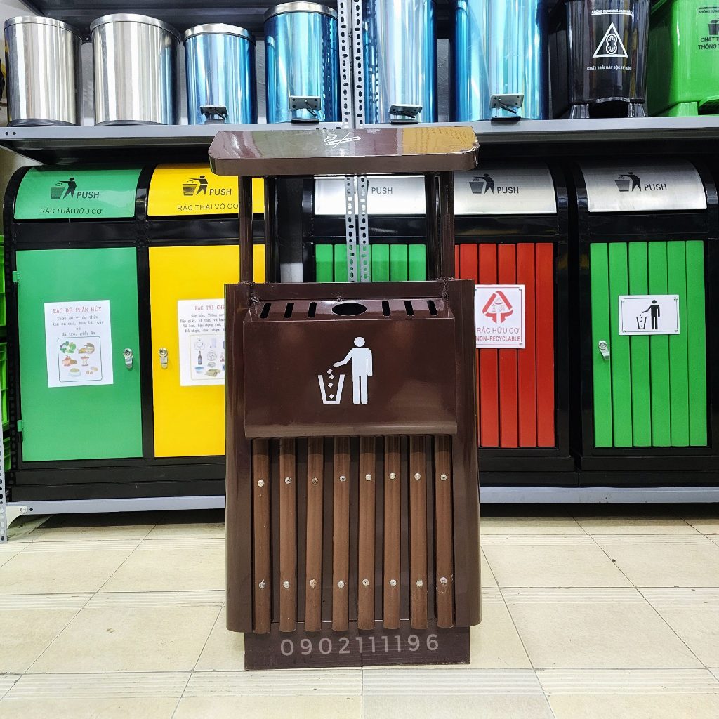 Roof-style 01-compartment Wooden Trash Can | Shopee Malaysia