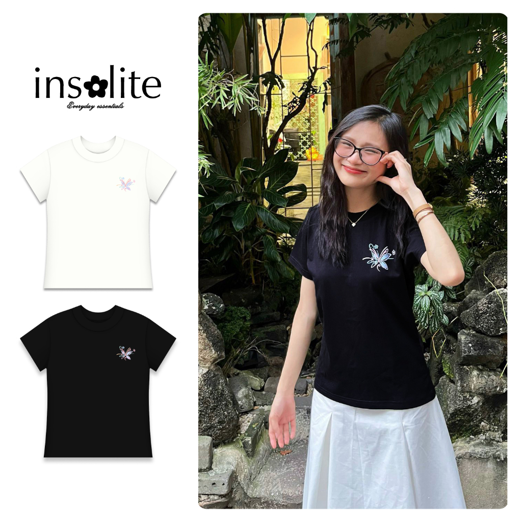 Baby Tee Bliss INSOLITE IBT-14, 100% Cotton, white, black | Shopee Malaysia