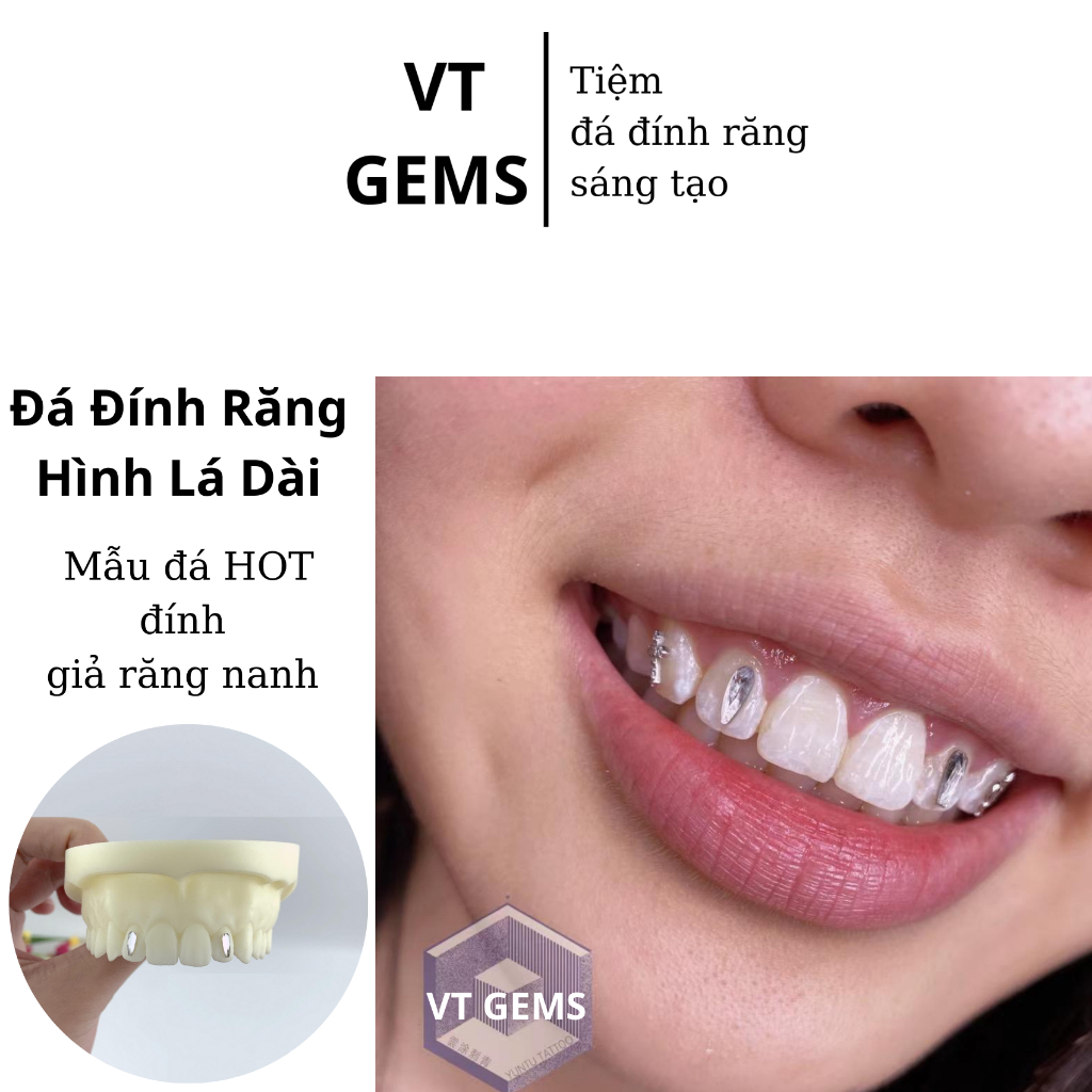 Very pretty bright long leaf-shaped tooth stone imitating fangs ...