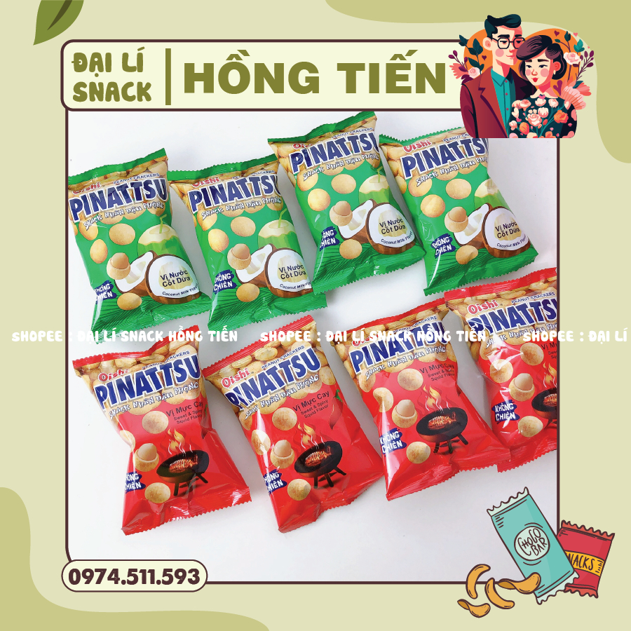 Pinatsu Oishi Peanut Snack 2 Flavor Spicy Squid Coconut Milk (Pack 13g ...