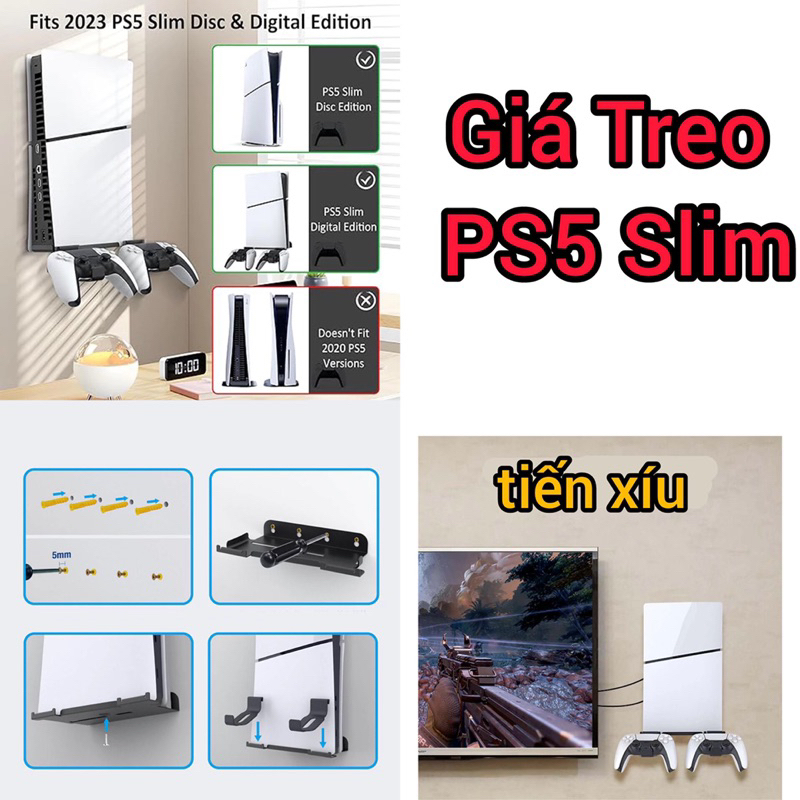 Metal PS5 Slim mount with 2 handles, PS5 Slim mount on the wall stand ...