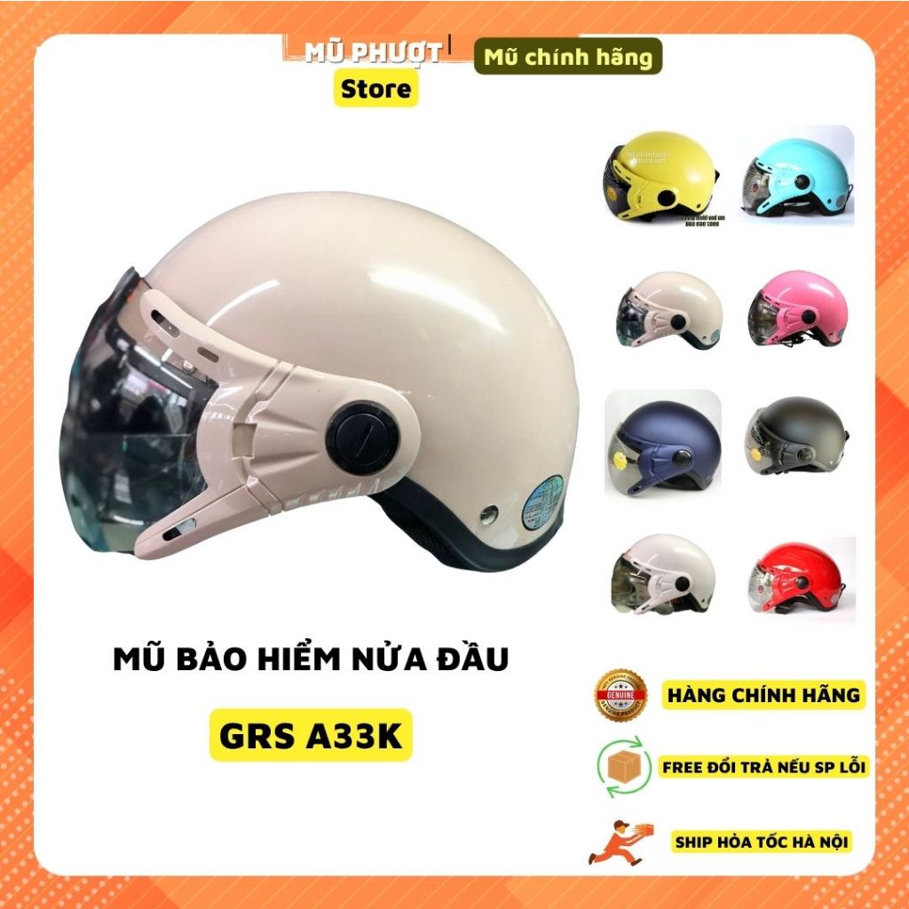 Grs A33k half-head helmet in glossy milk color, genuine helmet with ...
