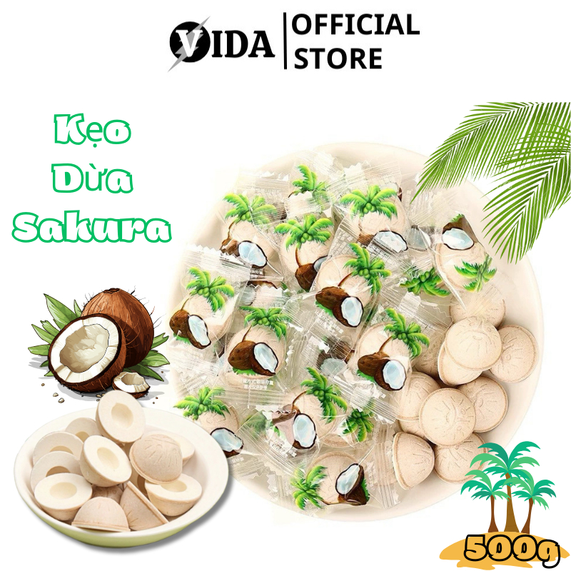 500g Japanese Sakura Coconut Candy, Delicious Japanese Coconut-Shaped ...