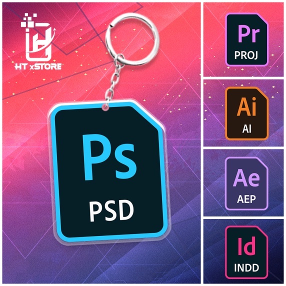 Adobe Photoshop logo Mica Key Chain, Illustrator, Indesign, After ...