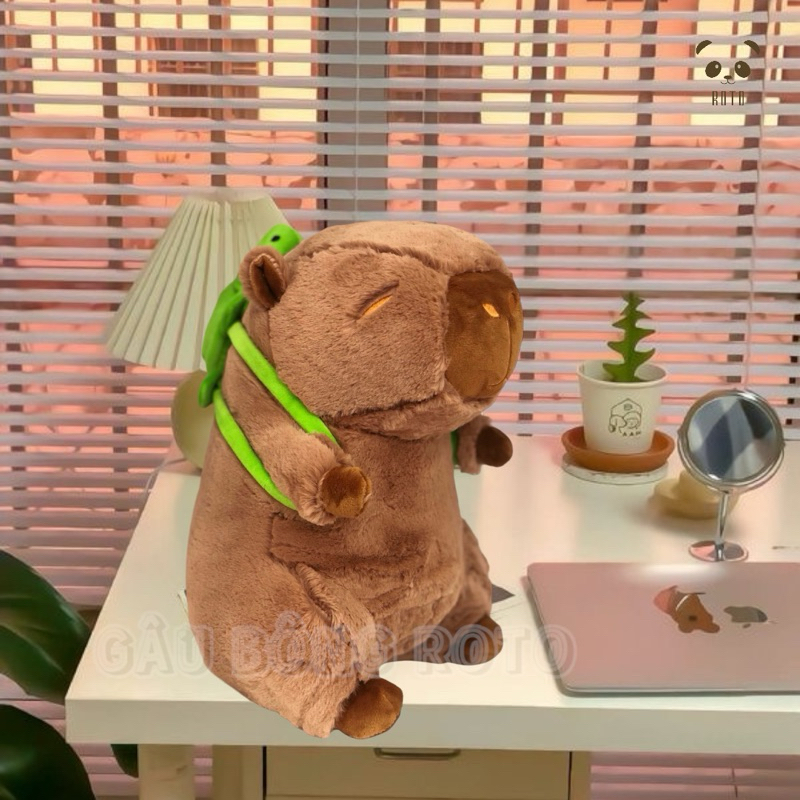 Capybara Teddy Bear Wearing Green Turtle Backpack, Capybara Mouse ...