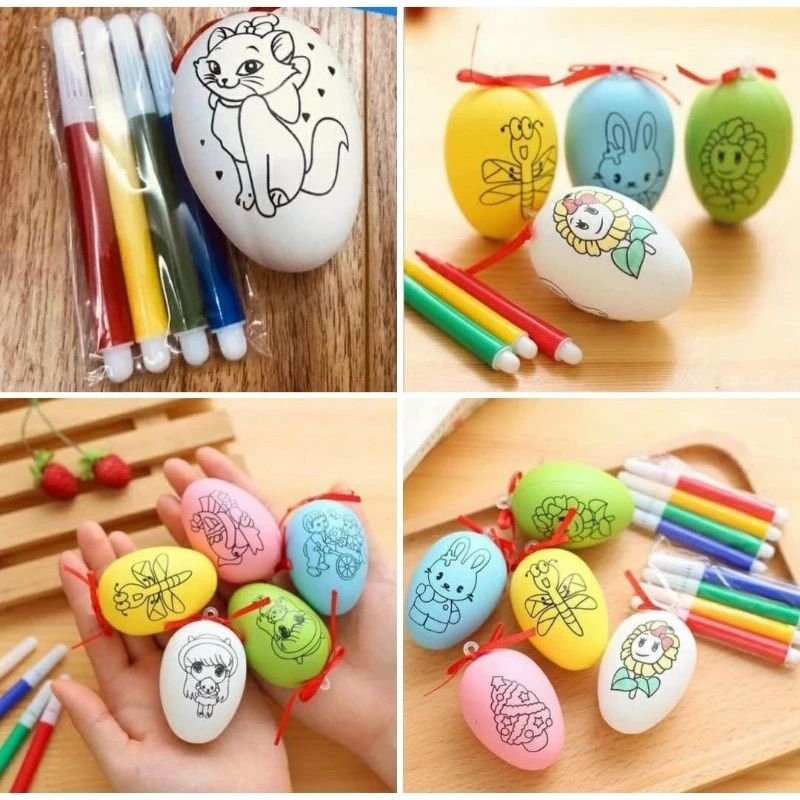 Set of 5 bags of cute plastic eggs to color for children to practice ...