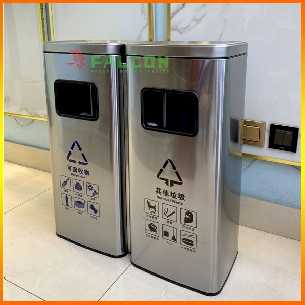 Double hotel ashtray trash can, 60 liter lobby trash can with anti-rust ...