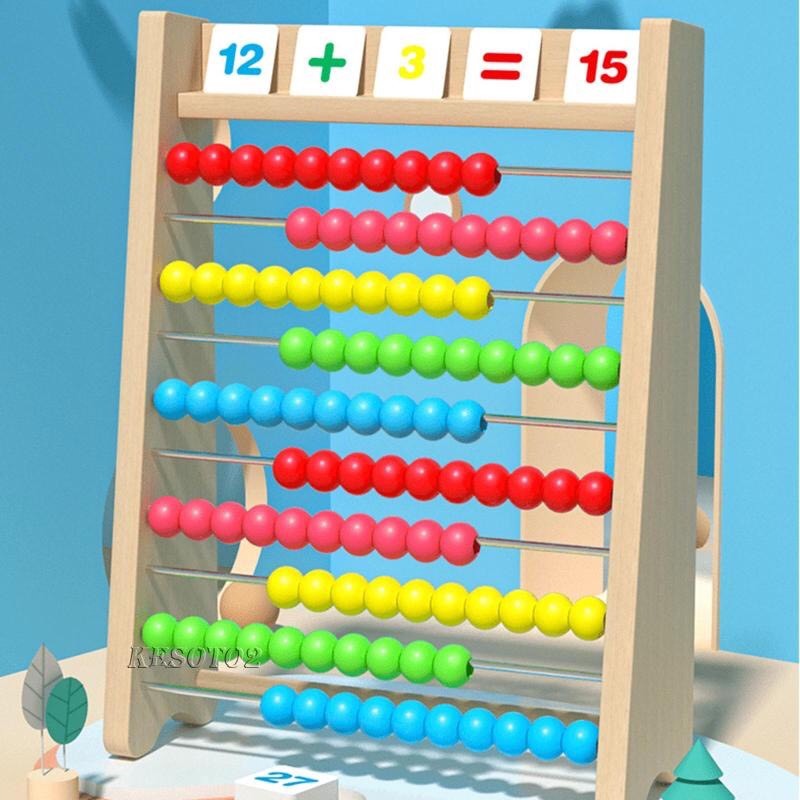 Smart Wooden Toys 100-Bead Math Abacus With Math Cards For Children To ...