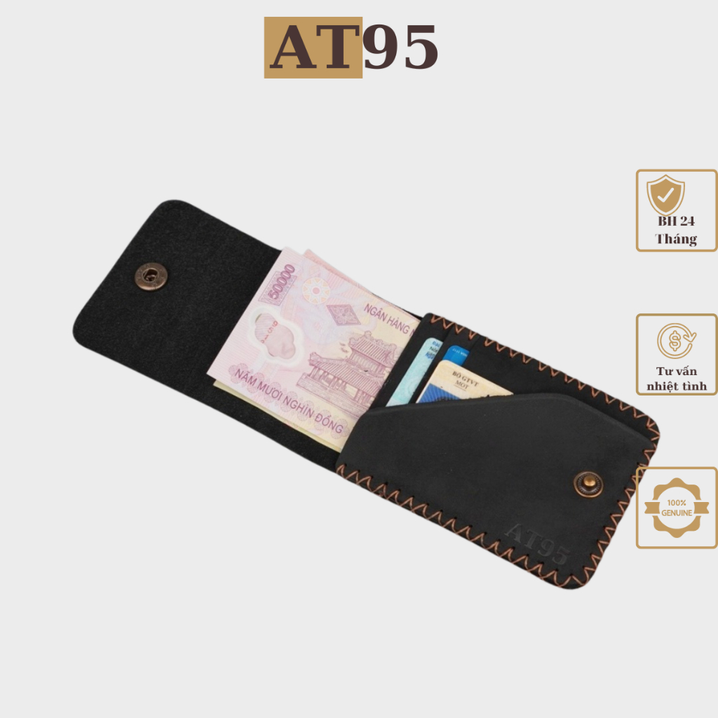 Tdt compact money clip wallet with genuine cowhide buttons brand W ...