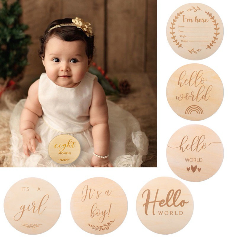 Newborn welcome sign, 15cm wooden baby announcement sign, Hello World ...