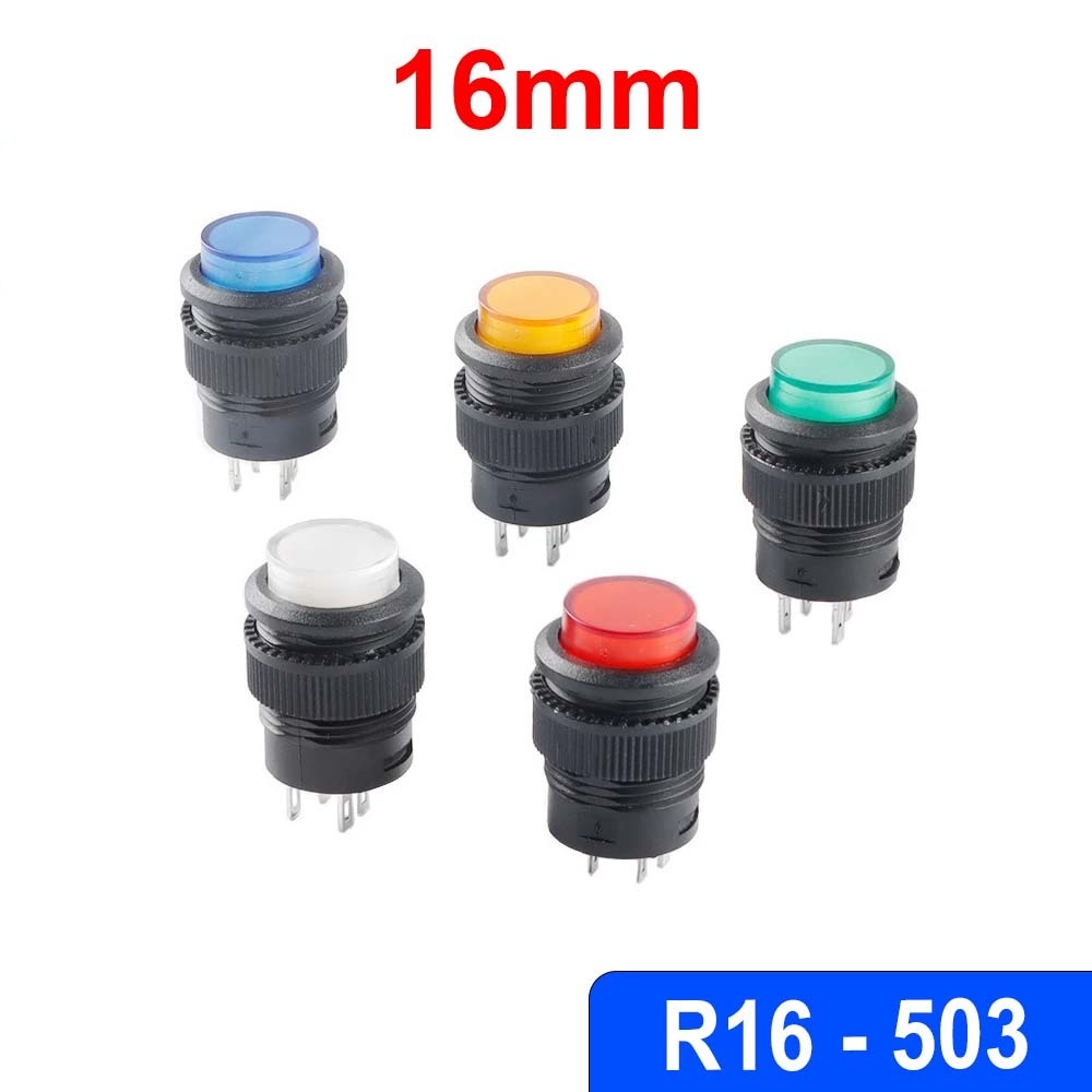 Push Button R16-503 Push Switch Release Press And Hold The Self-Locking ...