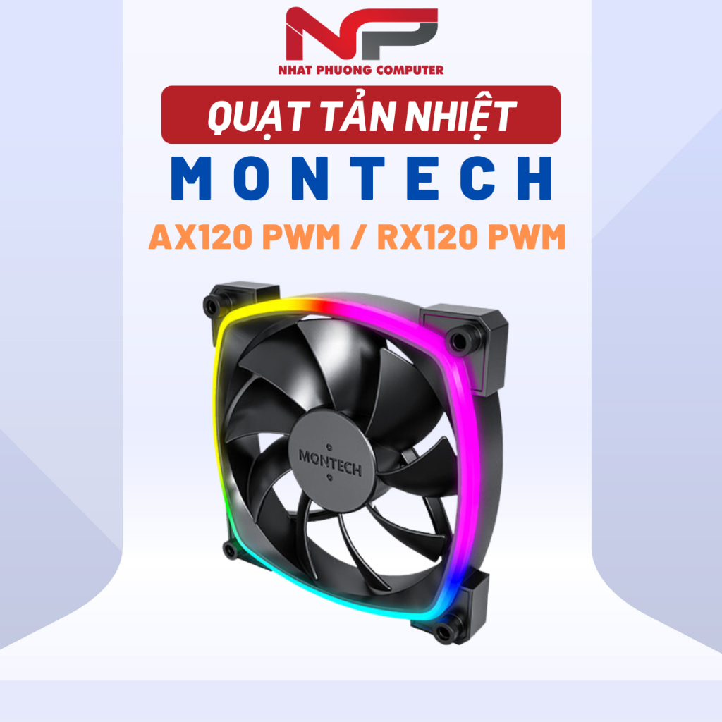 Montech AX120 PWM / RX120 PWM radiator fan - 9 durable LED ARGB blades ...