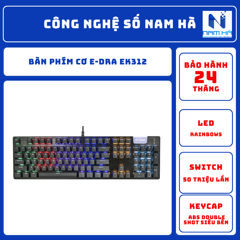 E-dra EK312 Alpha Blue Mechanical Gaming Keyboard | Red Red Red | Brown ...