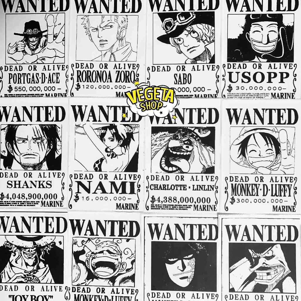 100 One Piece Wanted Wanted Wall Stickers Manga Anime Onepiece Luffy ...