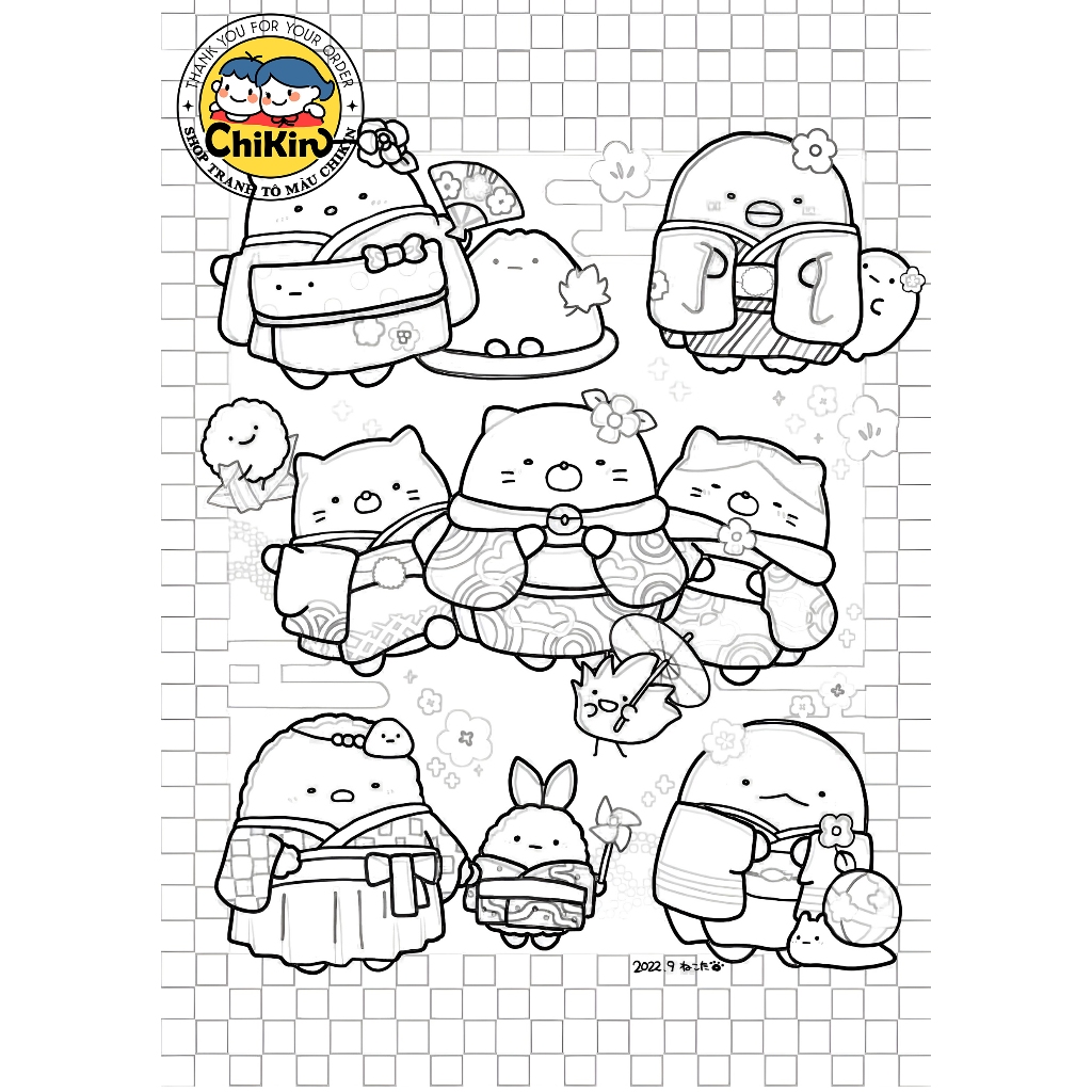 Coloring Pictures For Children Sumiko Gurashi Theme Set 25-50 Sheets A4 ...
