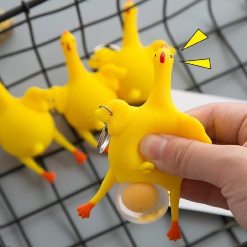 Golden egg-laying chicken toy keychain | Shopee Malaysia