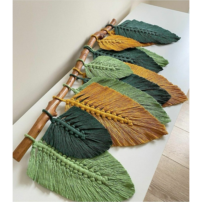 Macrame blinds with green tones mixed with deep yellow for luxurious ...