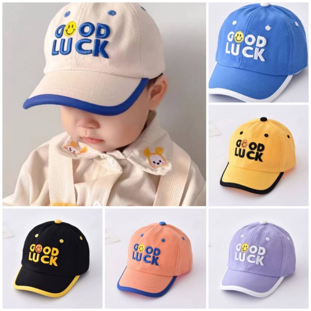 Sun Hat, Cute GOOD LUCK Embroidered Hat for Children (AB) | Shopee Malaysia