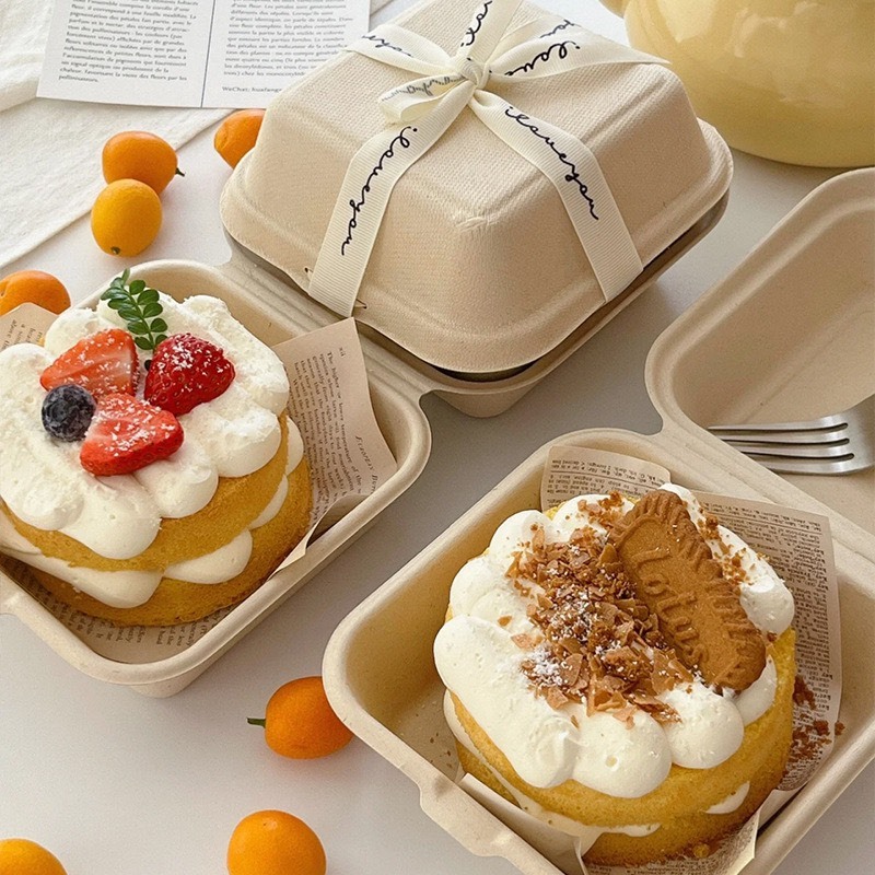 Set of 50 Beige Bagasse Bento Boxes for Cakes and Cakes | Shopee Malaysia