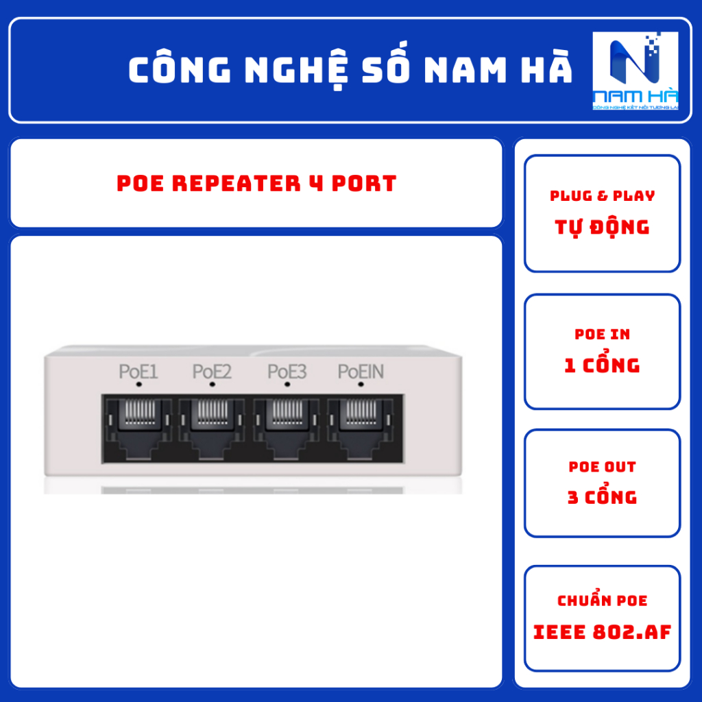 Poe 4 Port Extender Without Power, Runs On 4-Wire Cord - Poe Repeater ...