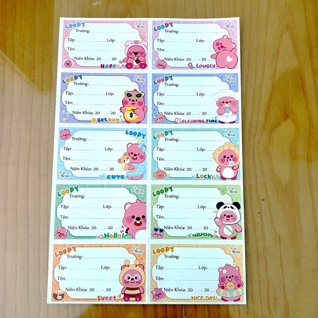 Combo of 50 HOT TREND notebook labels CAPYBARA, LOOPY, KUROMI, (10 ...