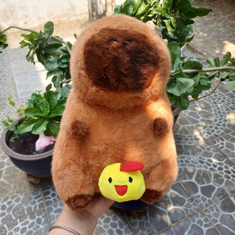 Capybara Teddy Bear Hugging Gold Chicken Drag - Super Cute Stuffed ...