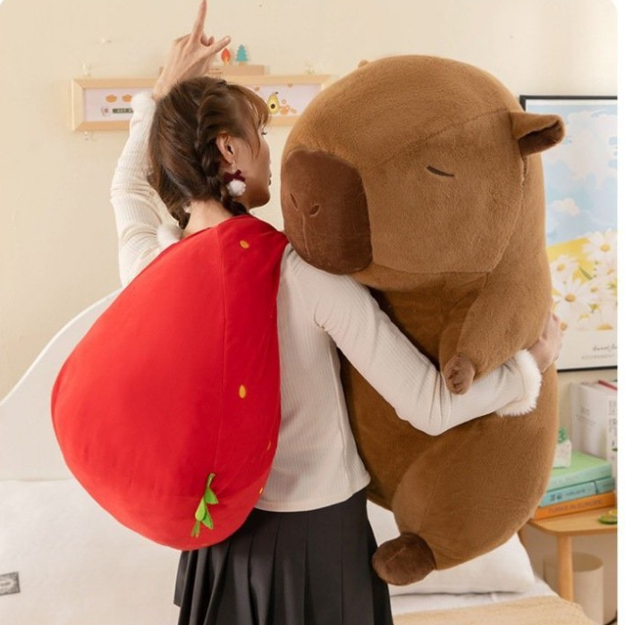 Capybara Teddy Bear Wearing Strawberry Hat ANVIHOME Capybara | Shopee ...