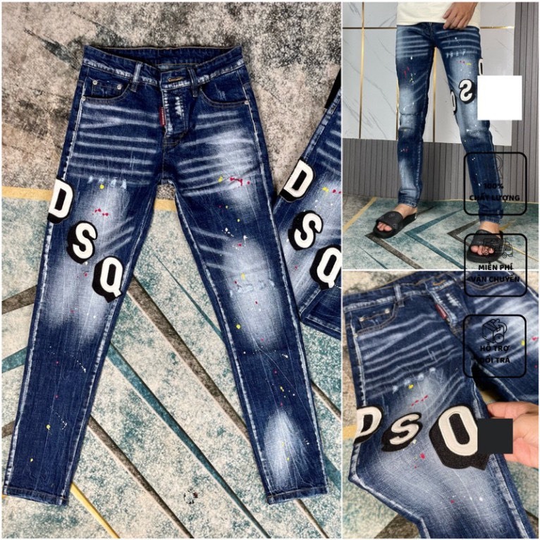 Dsq men's blue jeans, high quality blue, embroidered stretch fabric ...
