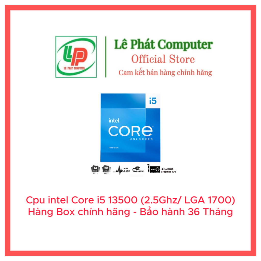 Intel Core i5 13500 Cpu (2.5Ghz/14 Cores 20 Threads/24MB/LGA1700 ...
