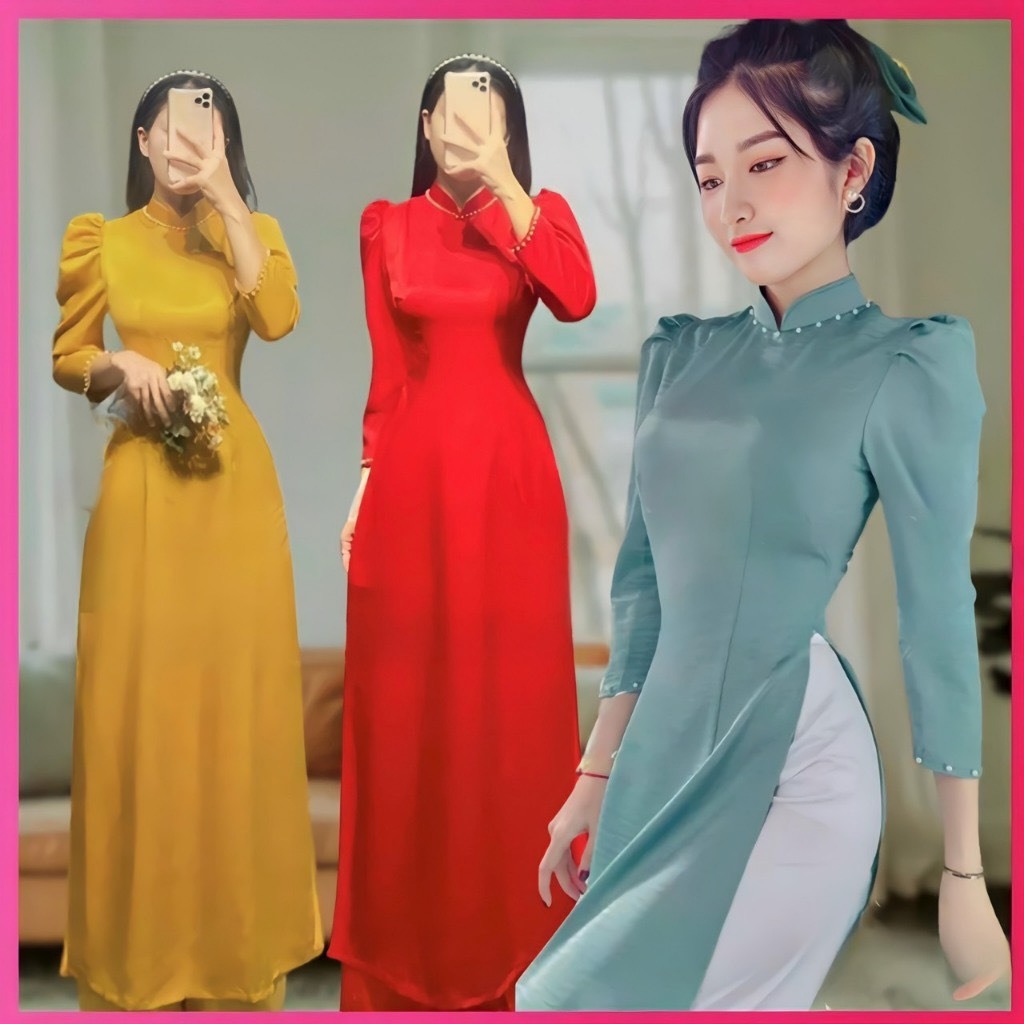 Traditional Ao Dai for Women in Western Thi Silk with 2-inch Puff ...