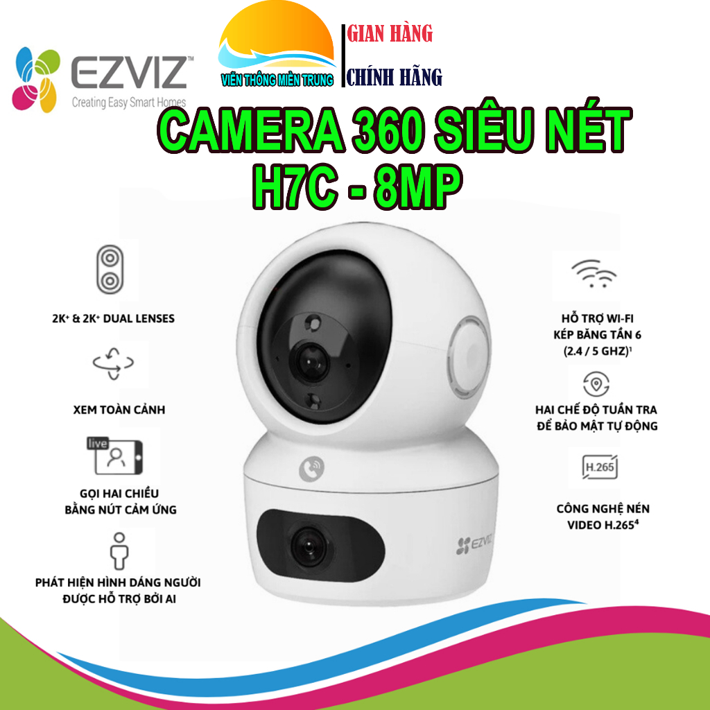 Ezviz H7C 8MP Indoor Binocular Wifi Camera 360 Degree Rotation - 2-Way ...