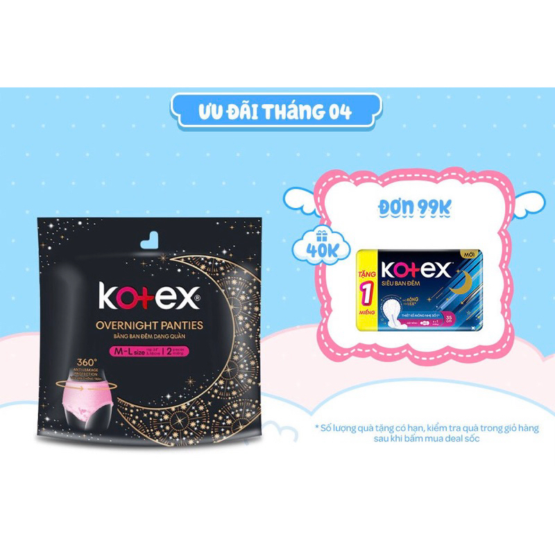 (Box Of 16 Packs) Kotex Night Pants Ml / 2 Pants / 1 Pack | Shopee Malaysia