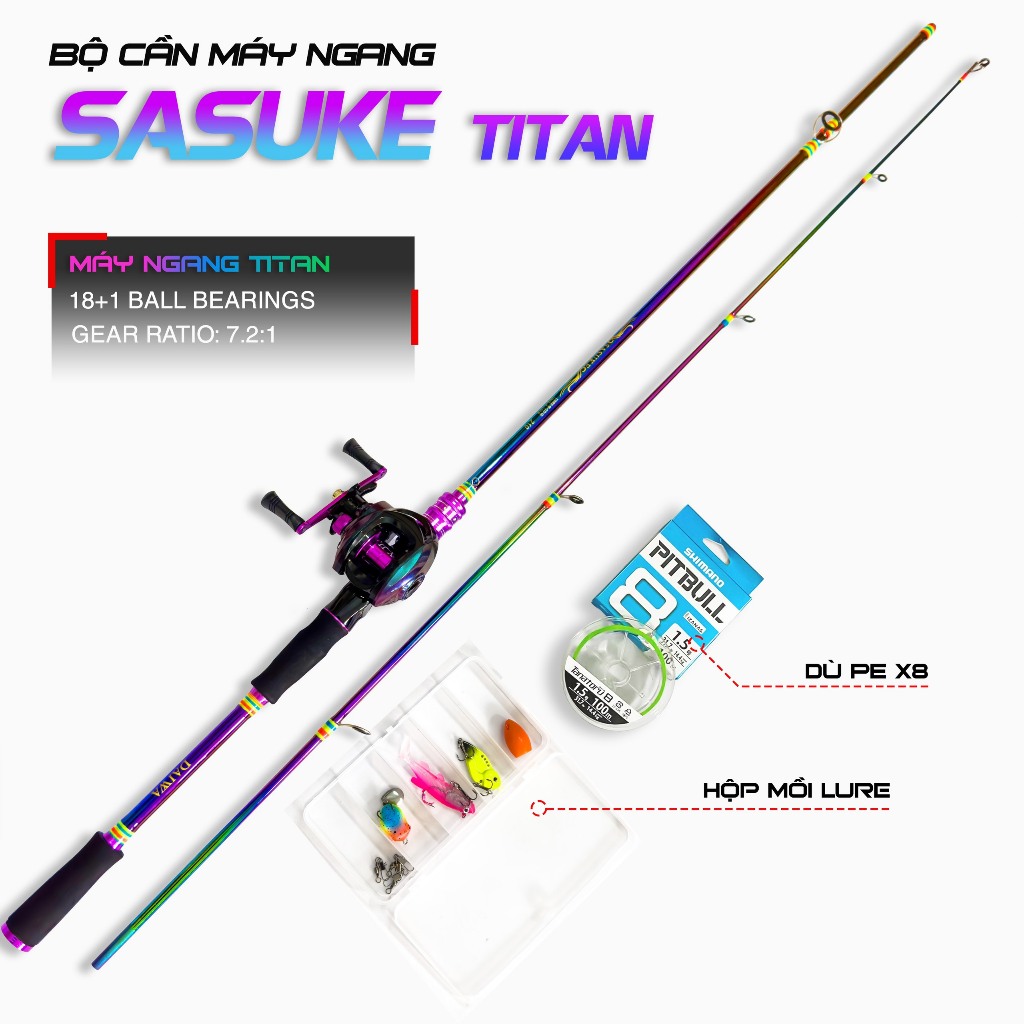 Sasuke Titan premium horizontal lure fishing rod set comes with lure ...