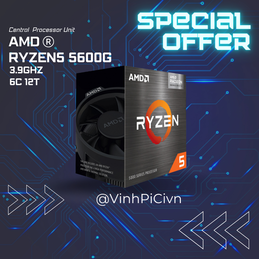 Cpu AMD Ryzen 5 5600G (3.9GHz Boost 4.4GHz / 6 Cores 12 Threads / 16MB / AM4) [NEW] | Shopee ...