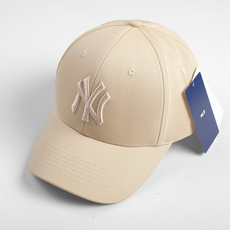 Mlb Meowist Unisex baseball cap, Khaki Nude fabric with NY logo, Korean ...