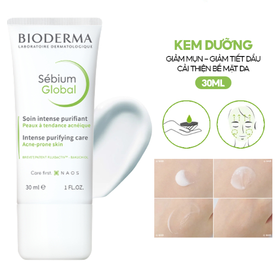 Bioderma Acne Reduction Cream For Acne Skin Sebium Global Cream (30ml ...
