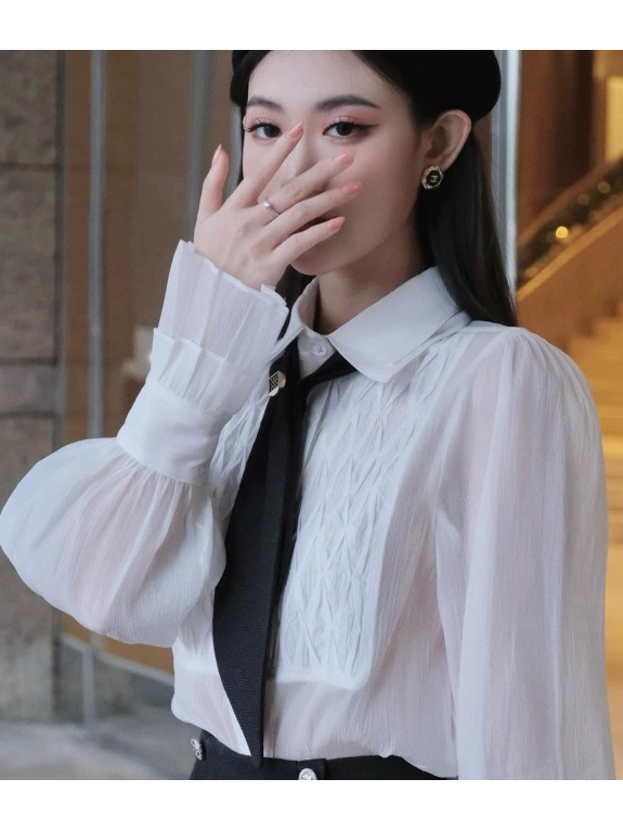 Stylized Chest and Sleeve Design Shirt - LynStudio | Shopee Malaysia