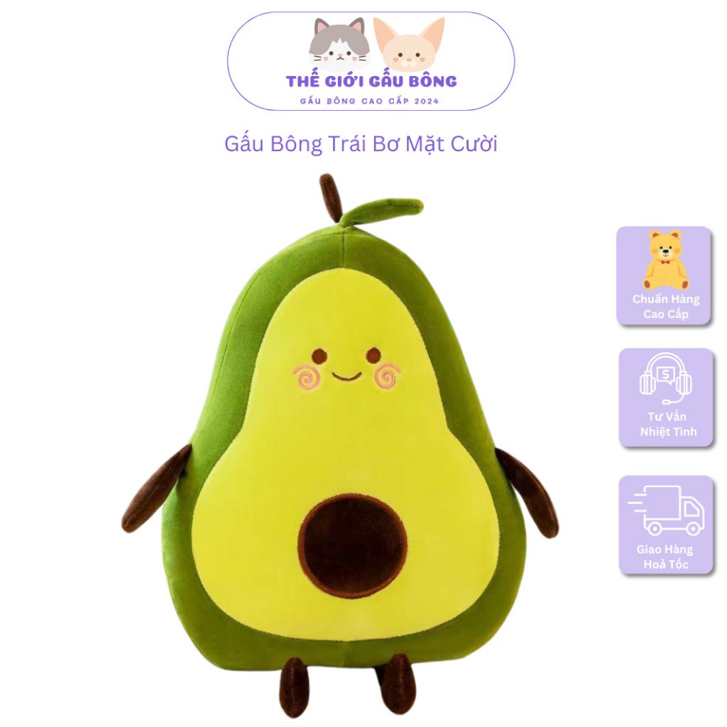 Round Green Avocado Teddy Bear, Soft Avocado Stuffed Animal As Gift ...