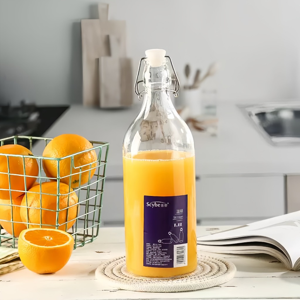 Specialized round zinc frame glass bottle for fermented fruit juice and ...