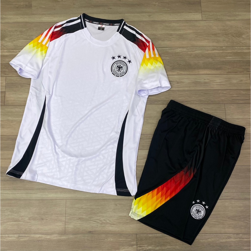 New 2024 white GERMAN home football kit (JP- standard striped pants ...