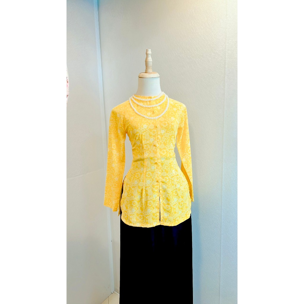 B.a105 - Ba Ba Silk Shirt with Coin Print Round Neck Zipper - Han ...