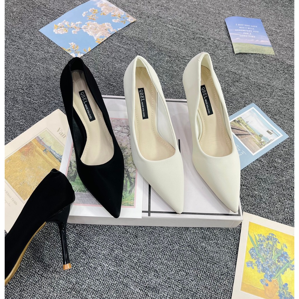 Smooth Leather High Heels With Pointed Toe In 2 Colors And Chopsticks ...