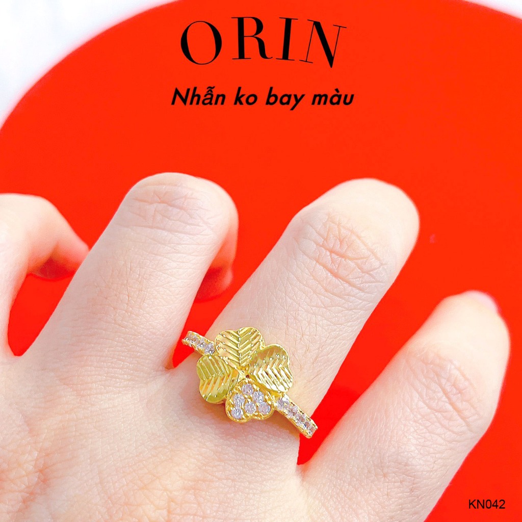 Bronze women's ring that does not fade the four-leaf clover with stones ...