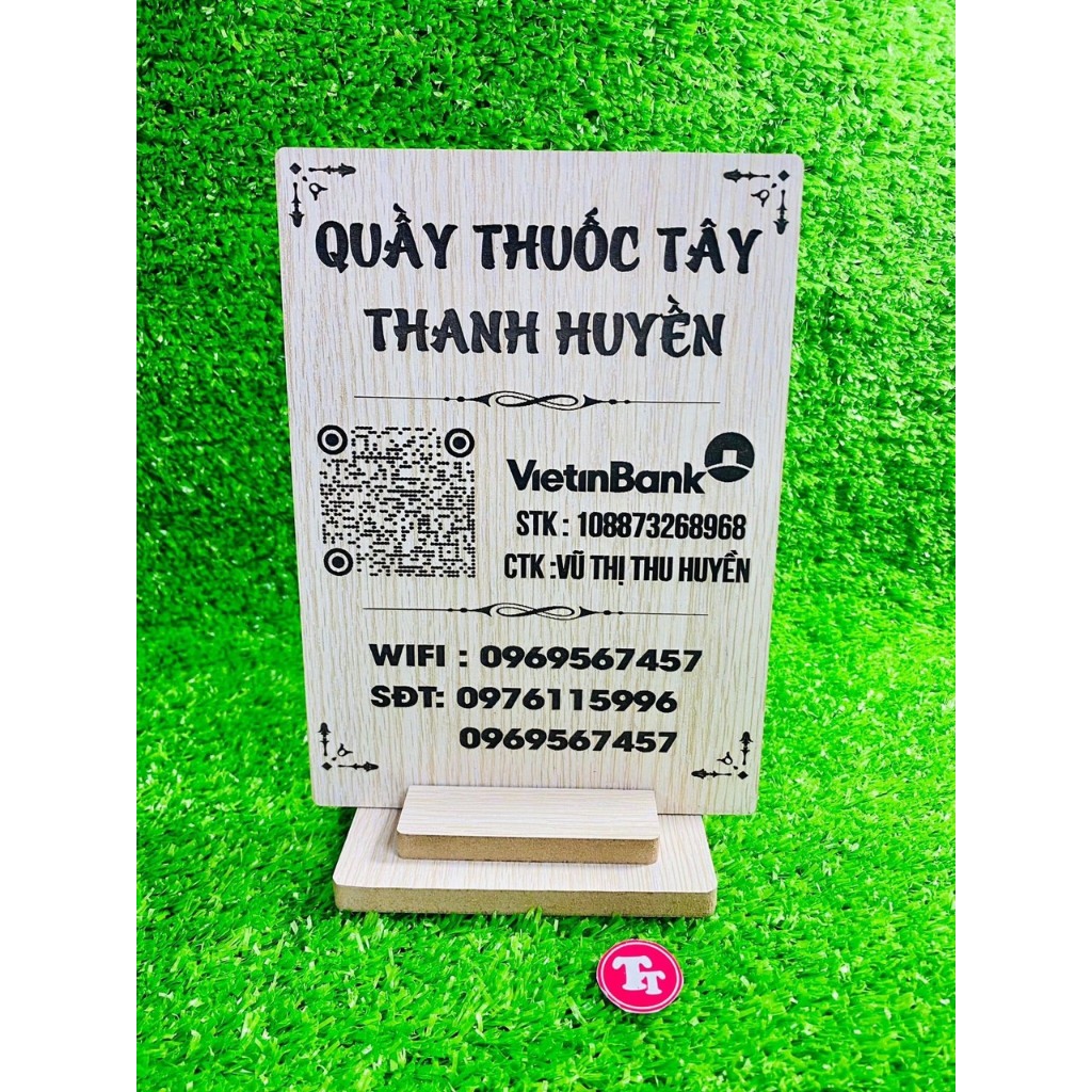 Qr code scanning board with wooden base for table designed upon request ...
