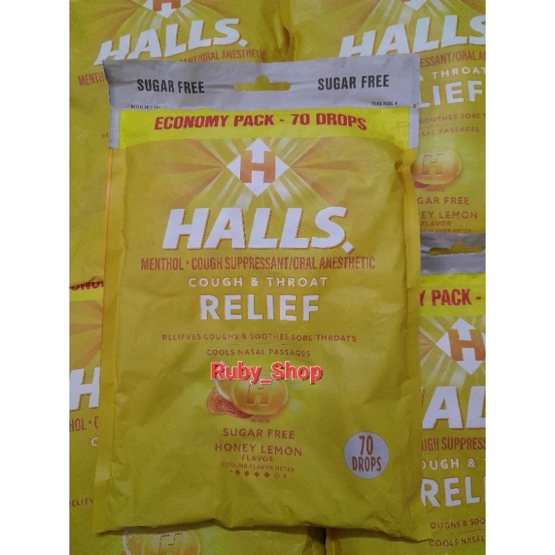 (Date T8 / 2025) Halls Unsweetened Lollipops Honey Flavor Pack Of 70 Us ...