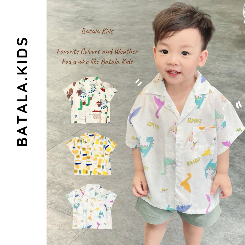 Batala kids summer shirt for boys, DINOSAUR pattern beach shirt for ...