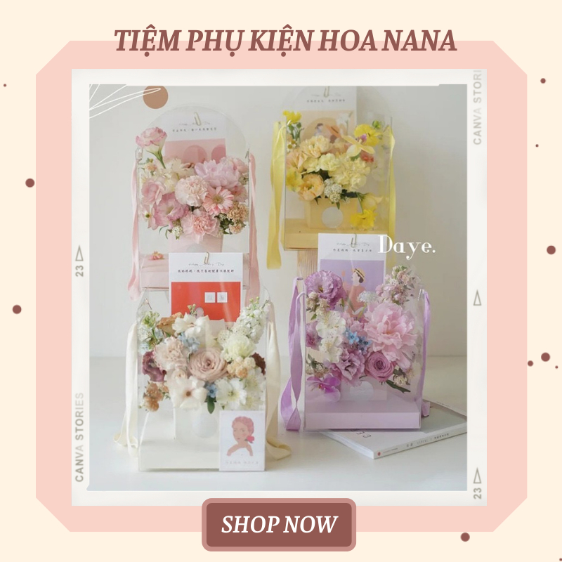 Mika Flower Box Set with Open Lid and Handle, Comes with a Lovely Card ...