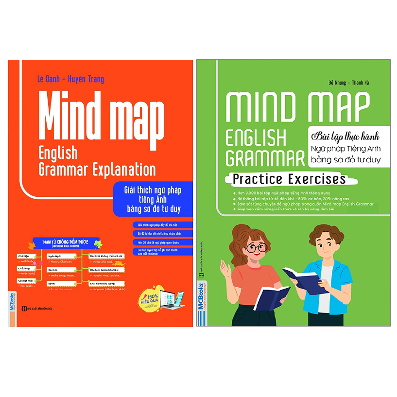Book - Set of 2 books: Mind Map English Grammar Explanation + Practice Exercises (odd, optional ...